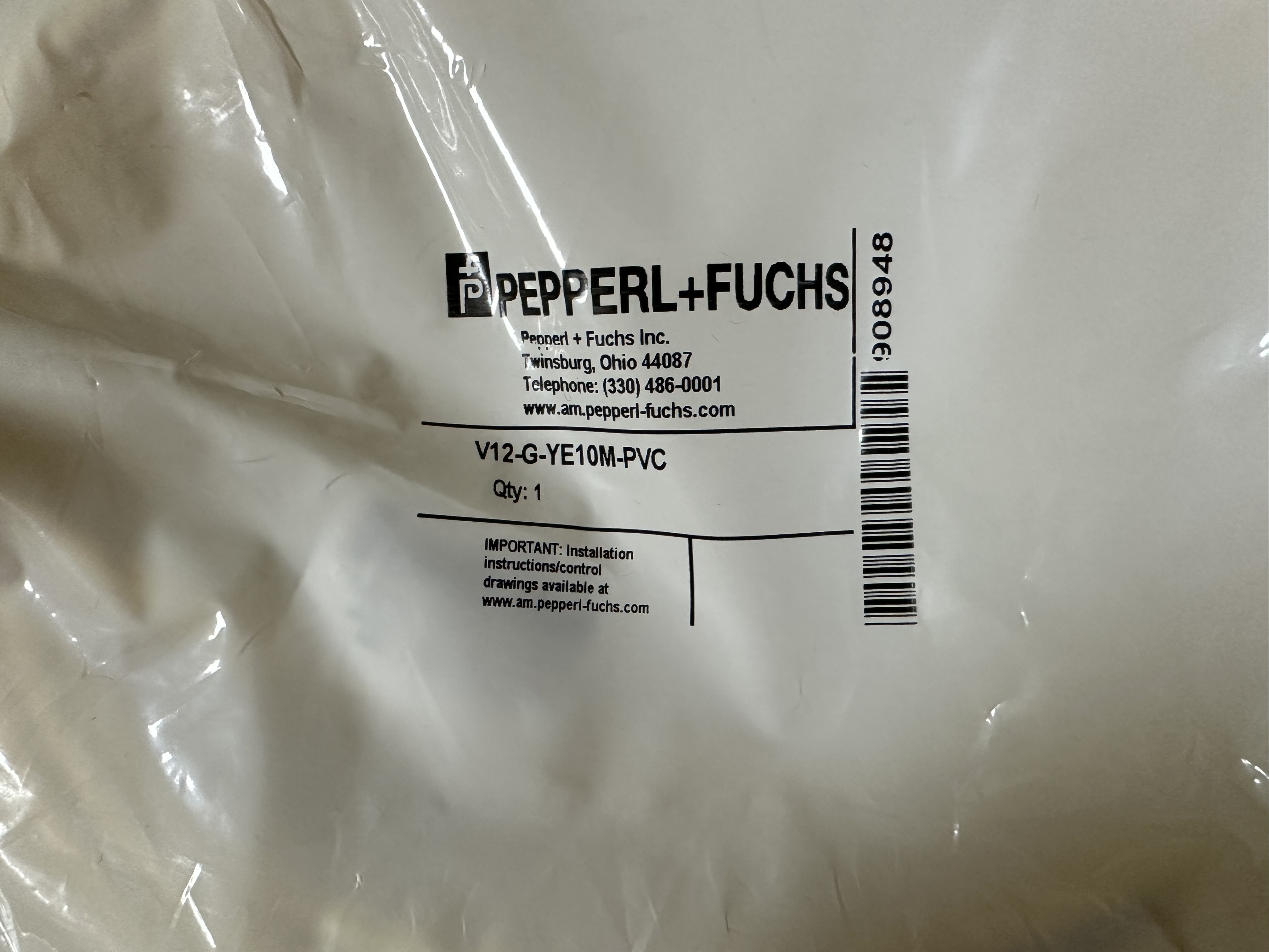 Pepperl Fuchs V12-G-YE10M-PVC Female Connector | IP68/69K