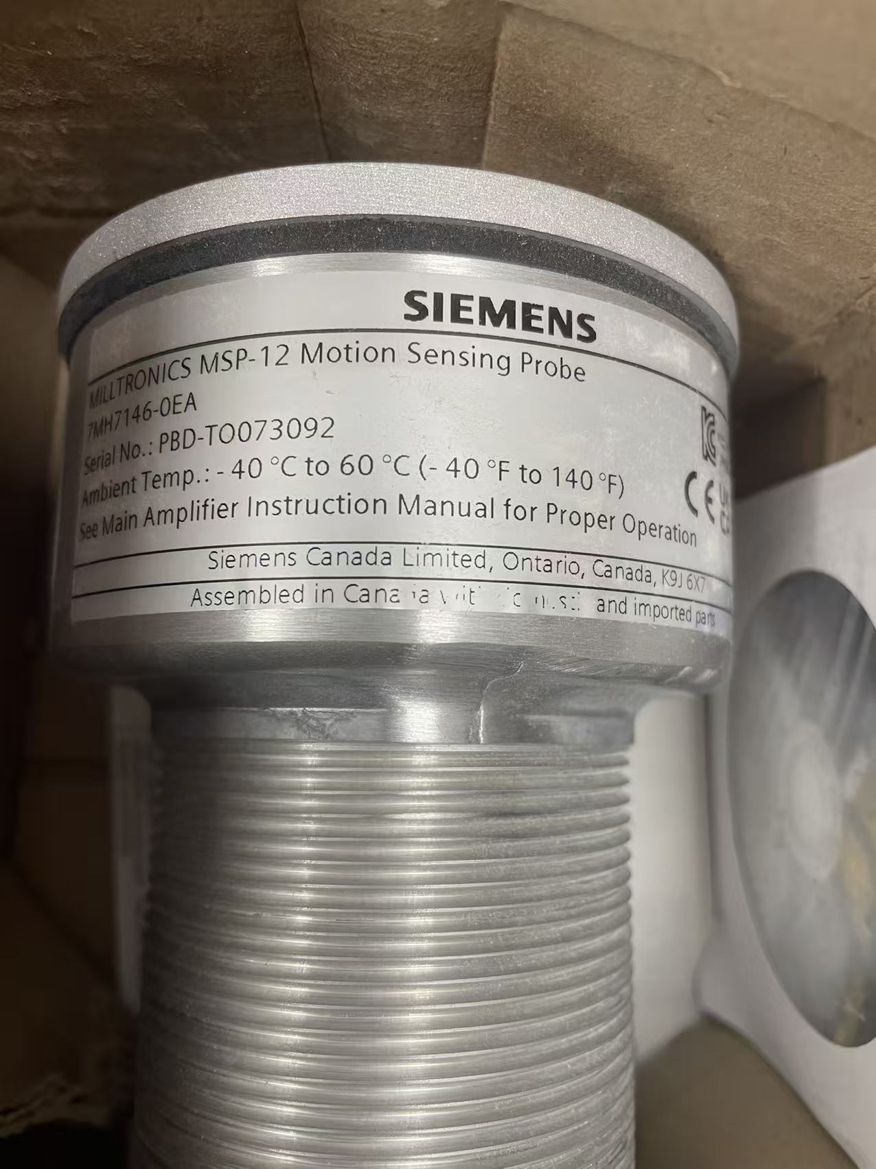 Siemens MSP-12 Heavy-Duty Motion Sensor Probe for Industrial Automation
